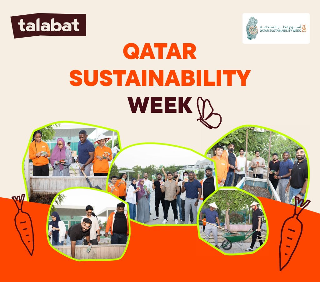 Rephrase the same talabat champions sustainable practices during Qatar ...